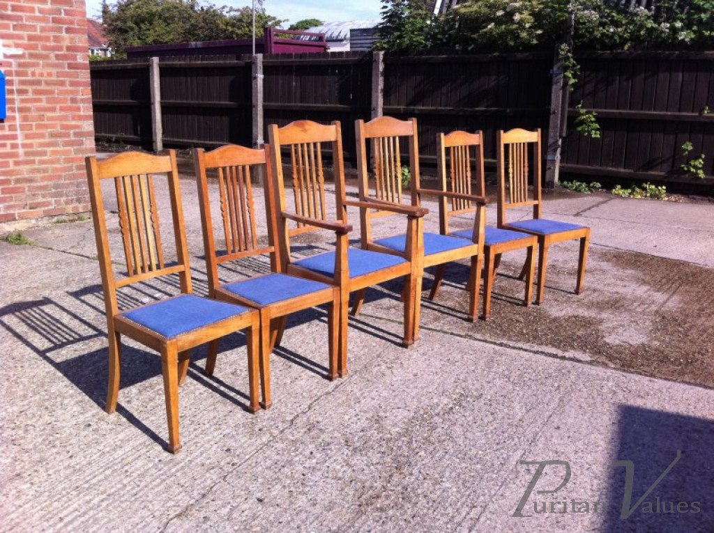 Shapland and Petter. A good quality set of six Arts and Crafts oak ...