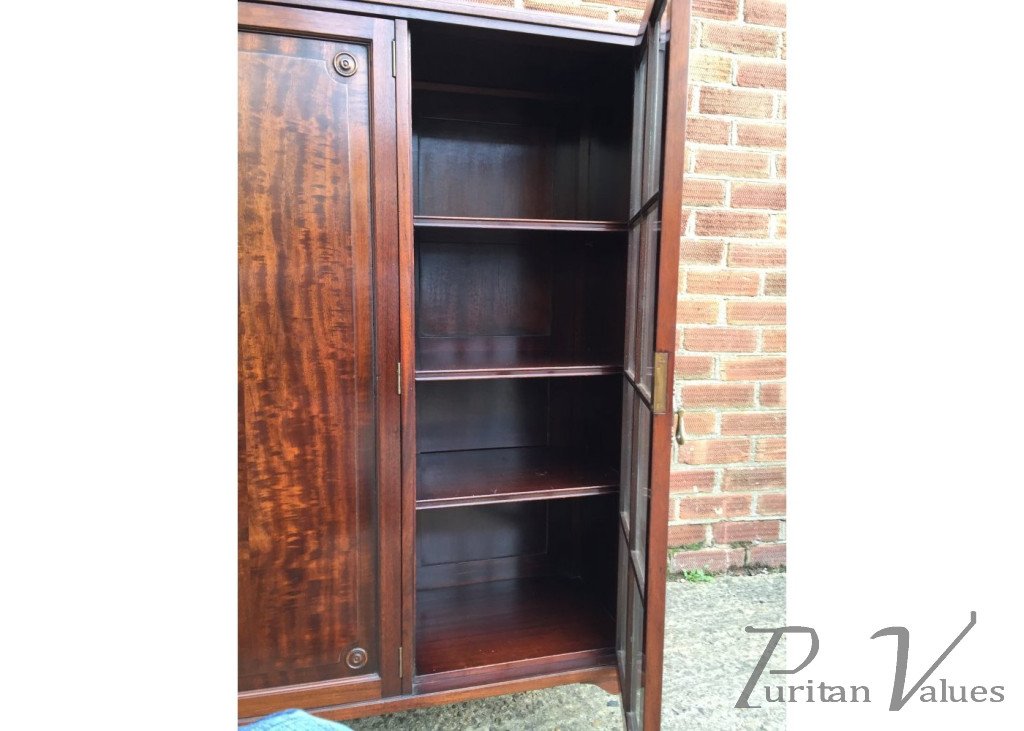Shapland and Petter. A super quality Edwardian walnut display cabinet ...