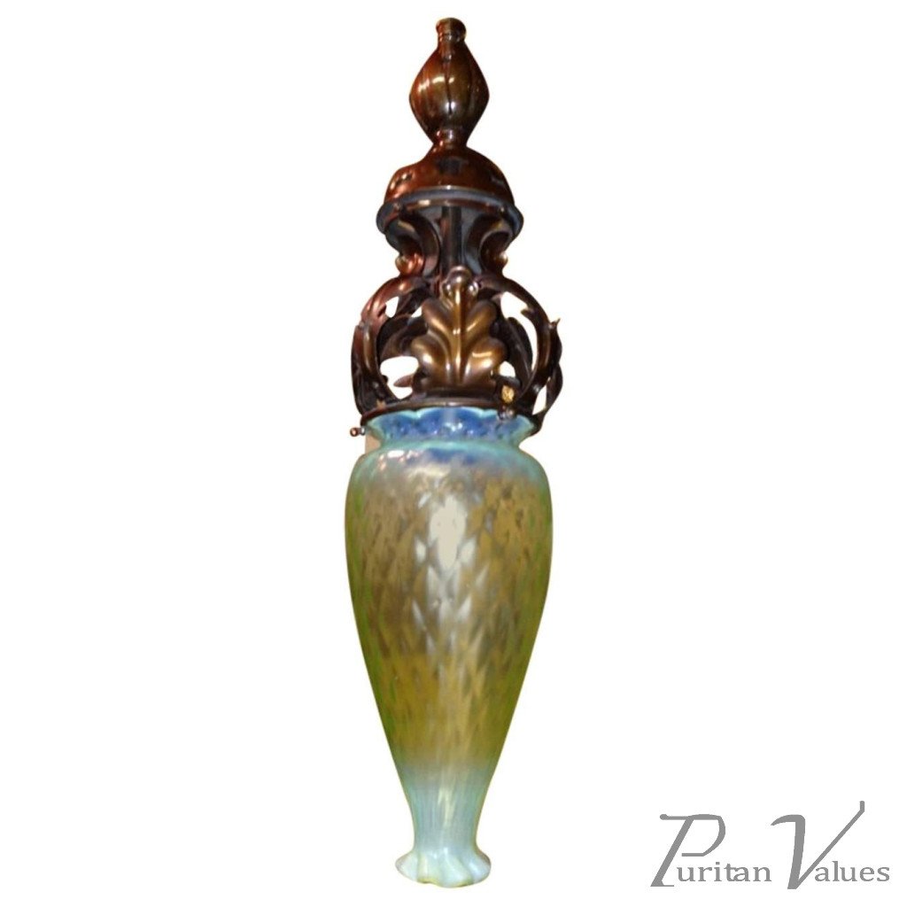 An Arts and Crafts Copper Pendant Retaining the Original Vaseline ...