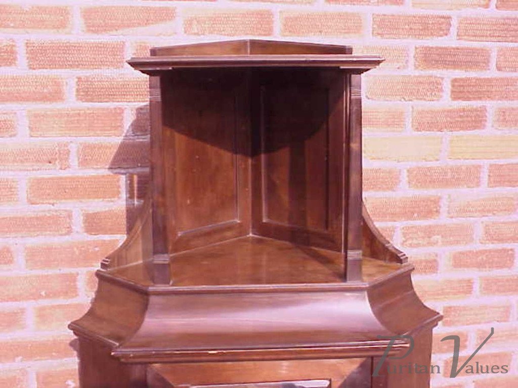 Secessionist Style Walnut Corner Display Cabinet with Stylized brass ...