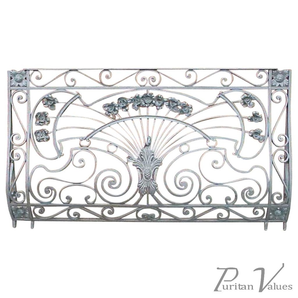 Victor Horta Style of an Art Nouveau Hand Wrought Iron Floral Balcony ...