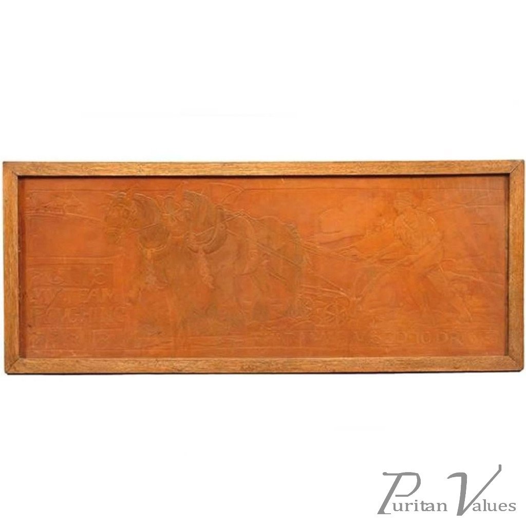 Arts and Crafts Embossed Leather Panel, Possibly by Frank Brangwyn RA ...