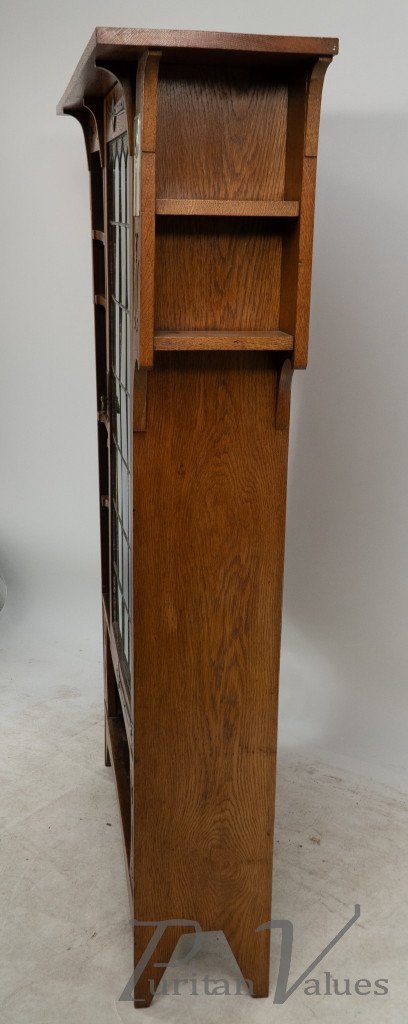 Arts and Crafts Oak Glazed Bookcase with inset period tiles - For sale ...