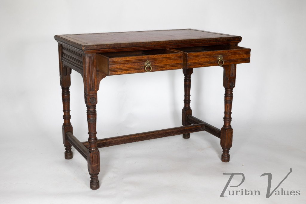 Bruce Talbert for Gillow and Co. A Gothic Revival Oak and Leather ...