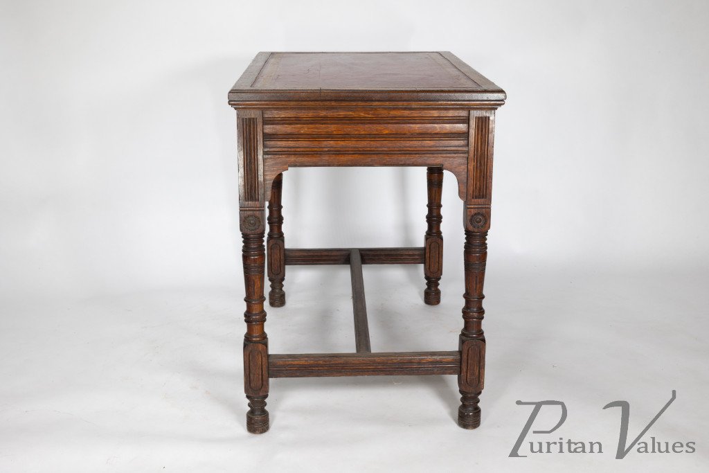 Bruce Talbert for Gillow and Co. A Gothic Revival Oak and Leather ...