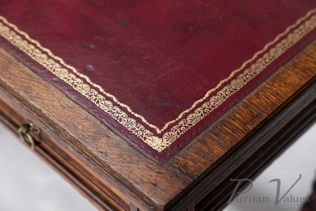 Bruce Talbert for Gillow and Co. A Gothic Revival Oak and Leather ...