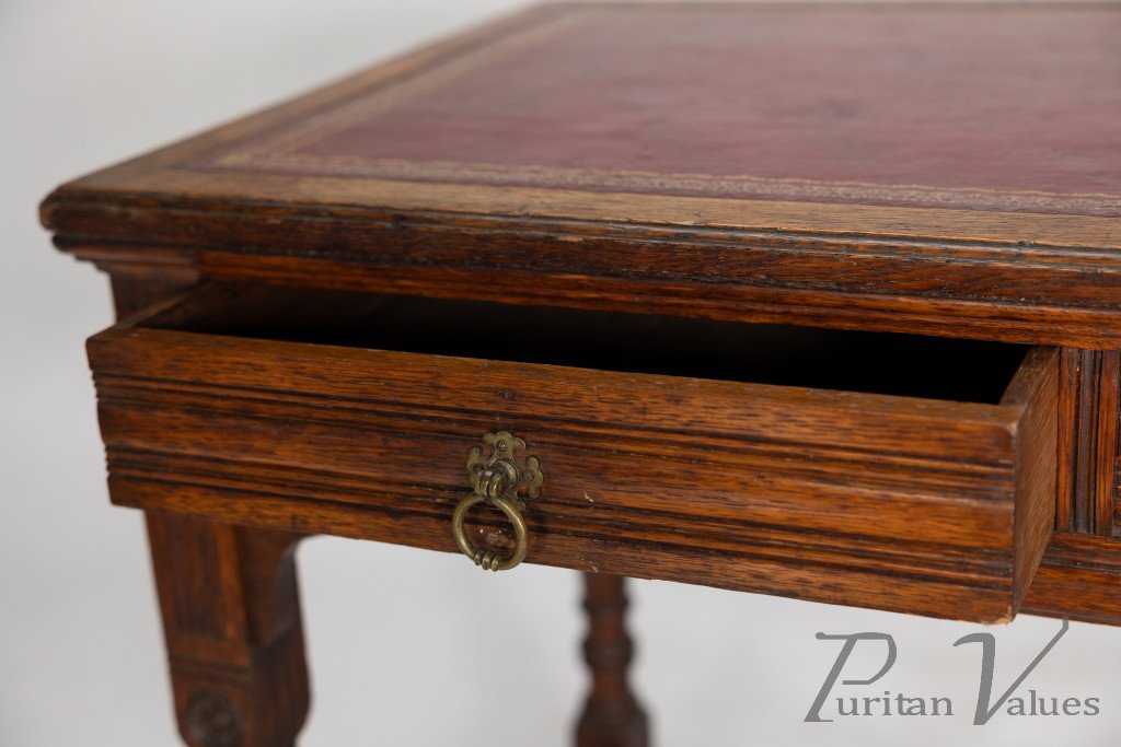 Bruce Talbert for Gillow and Co. A Gothic Revival Oak and Leather ...