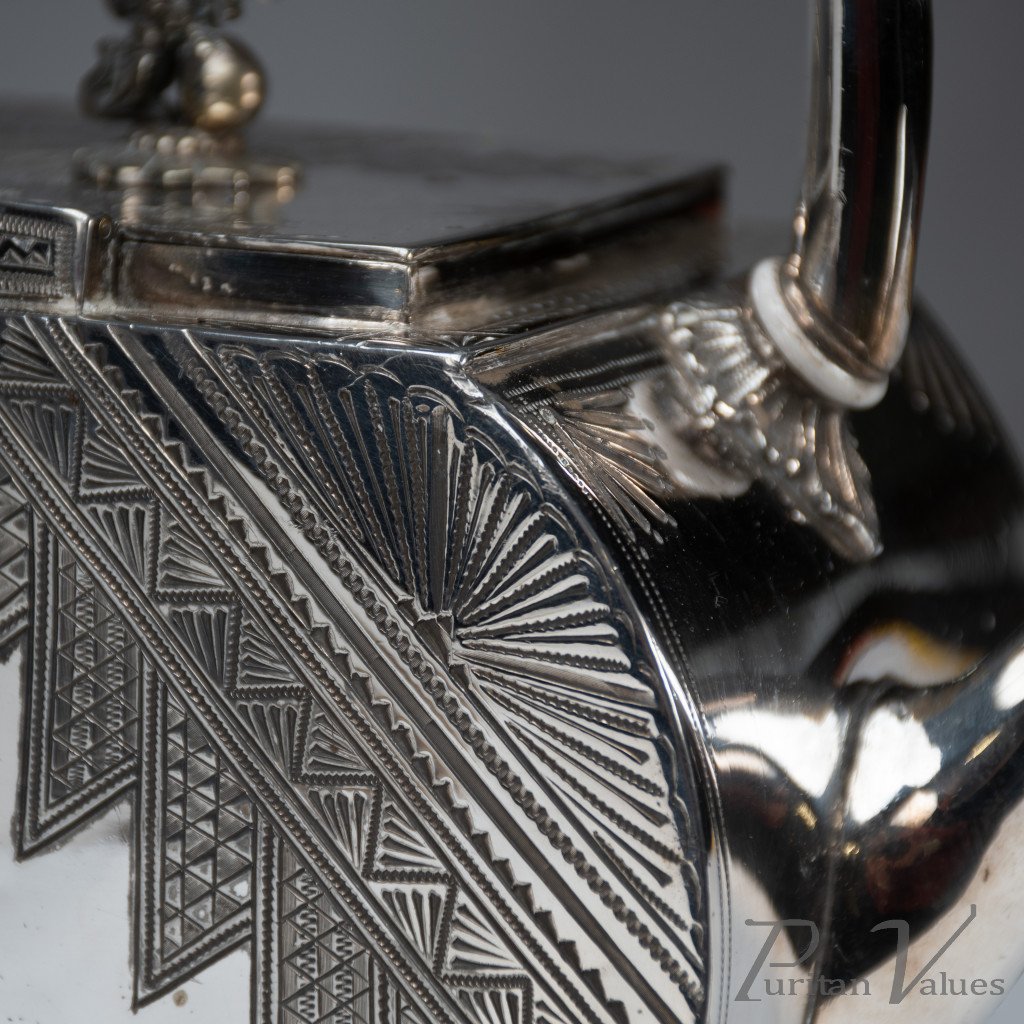 W W Harrison & Co. An Aesthetic Movement silver-plated tea pot - For ...