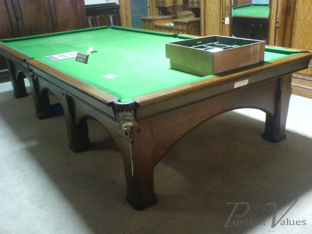 A rare Arts and Crafts oak snooker table - For sale on Puritan Values