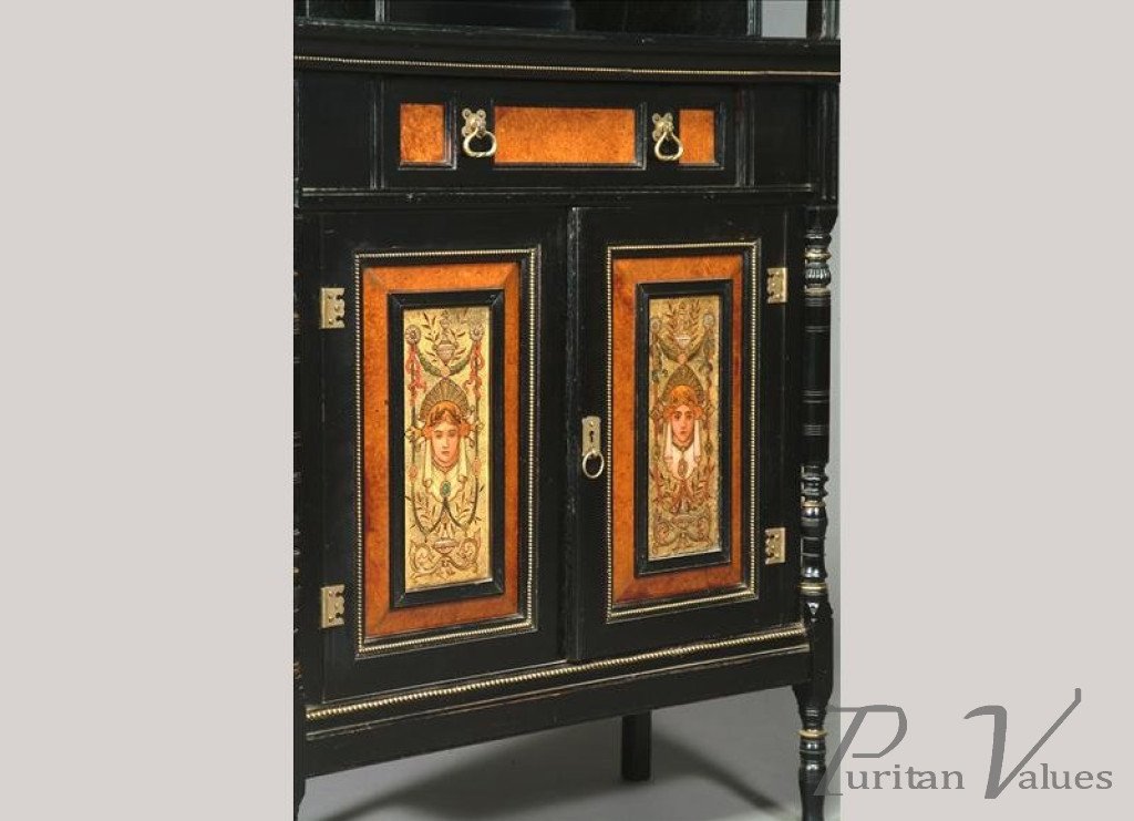 Daniel Cottier (attributed). An impressive Aesthetic Movement ebonised ...